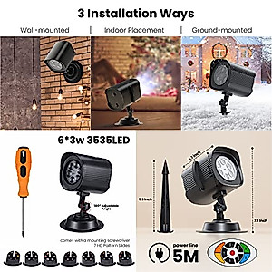 Christmas Projector Lights Outdoor & Indoor, 42 HD Effects Patterns Snowflake Christmas Decorations, Waterproof IP65 with Remote Control Timer, Landscape Lights for Party Yard Garden Gift