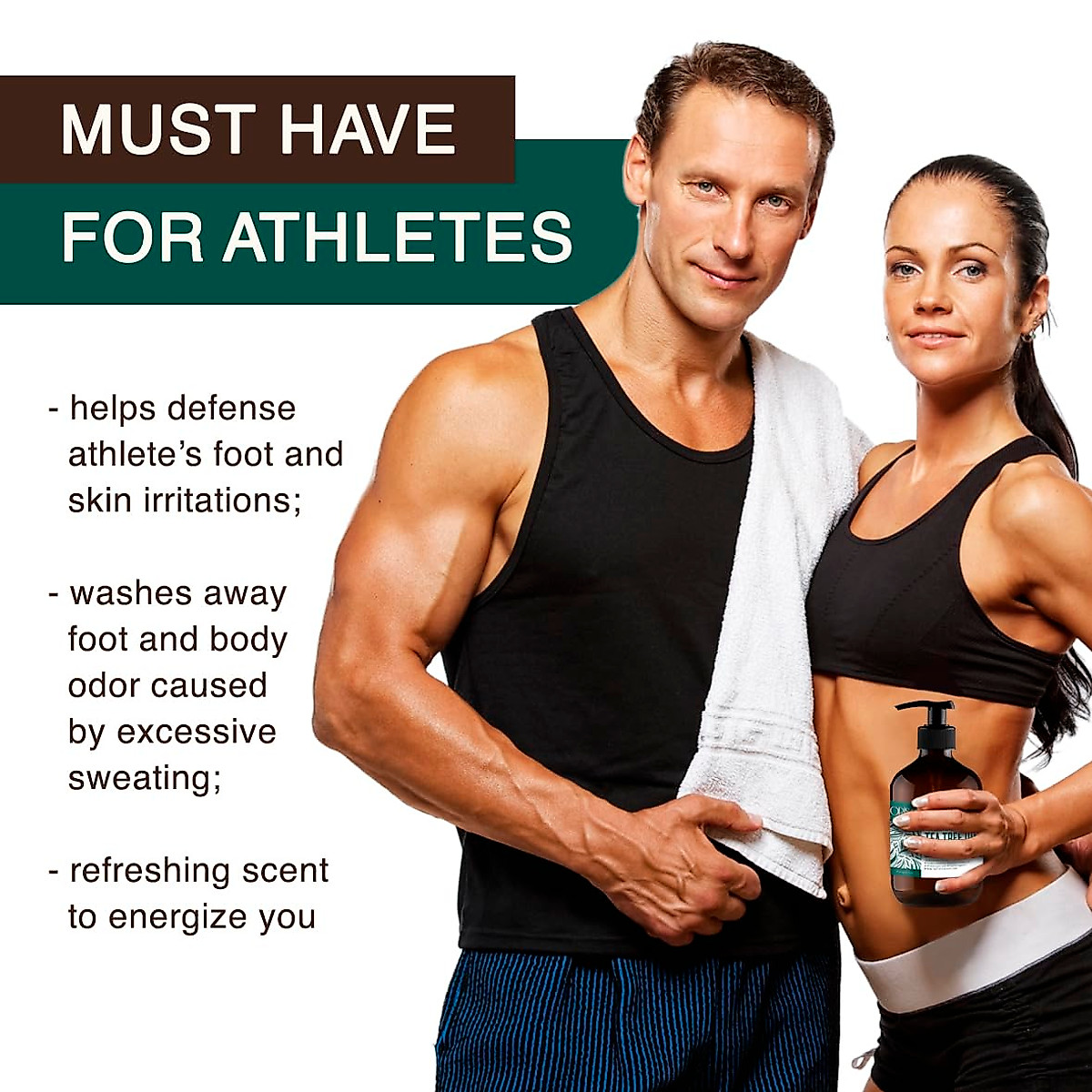 Tea Tree Oil Body Wash - Helps Athletes Foot, Ringworm, Jock Itchy, Acne, Eczema, Yeast Infection, Body Odor, Itchy Skin - With Moisturizing Aloe - Sulfate Free - 16oz