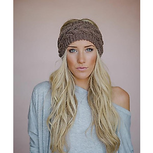 VEEJION 4 Pieces Women Knitted Headbands Winter Warm Twisted Headband with Buttons for Face Mask Cover Cold Weather Head Wrap Hair Bands for Ear Warmer