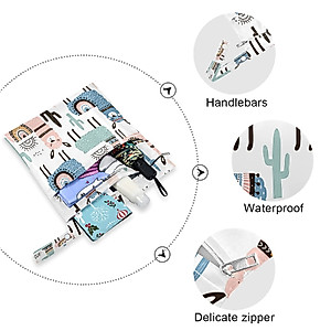 AUUXVA 2pcs Wet Dry Bags Waterproof Tropical Cactus Llama Alpaca Cloth Diaper Bag Reusable with Two Zippered Pockets Travel Beach Pool Daycare Items Yoga Gym Washable Bag for Swimsuits Wet Clothes