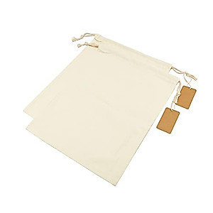 aqtoelca 2 Pack Multifunctional Canvas Drawstring Bags 13 x 18 inch Reusable Eco-Friendly Bread Bags Food Storage Bags Home Travel Sorting Organizer Drawstring Pockets Dust Bags