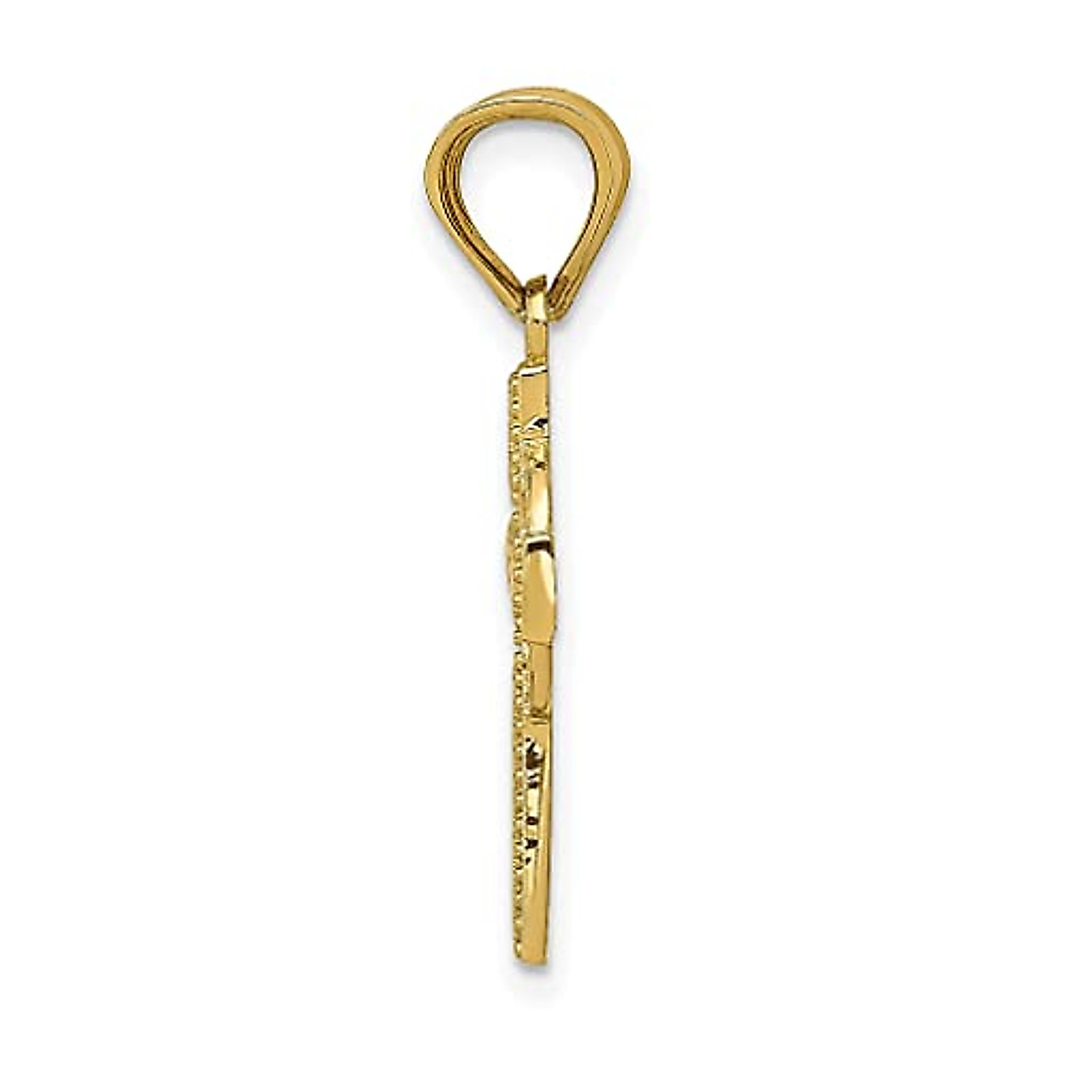 IceCarats 14K Yellow Gold Irish Heart Claddagh Celtic Iona Holy Cross Necklace Religious Pendant Jesus Christ Charm Jewelry 28mm x 14mm Only