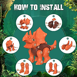 dmsbuy Take Apart Dinosaur Toys for Kids Building Toy Set with Electric Drill Construction Engineering Play Kit STEM Learning for Boys Girls Age 3 4 5 Year Old (Take Apart Dino)