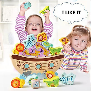 ZHUTI Boys Toys Age 3-5,Wooden Blocks Animal Stacking for Kids,Education Learning Montessori 3+ Year Old Girls Toddlers,Christmas Xmas Birthday Gifts Toddlers Kids, Multicolored, 7.6*3.14*0.82 INCH