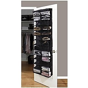 Simplify 26 Pocket Over-The-Door Shoe Organizer-Black