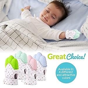 Liname 2 Pack Teething Mitten with Soothing Toy - Baby Chew Toy and Teething Glove- Infant Teething Mitten Crinkle Sound and Textured Silicone to Soothe Sore and Swollen Gums