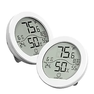 SECRUI Hygrometer Thermometer for Room Temperature Humidity Meter Indoor Thermometer Accuracy Calibration LCD Temperature Sensor with Maximum and Minimum Records, TH1, White, 2 Pack