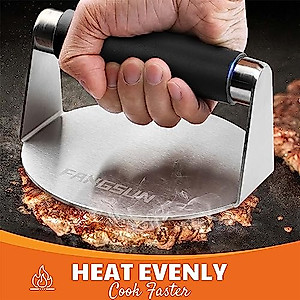 FANGSUN Smashed Burger Press Kit, Stainless Steel Burger Smasher & Grill Spatula for Outdoor Cooking, 5.8” Hamburger Press & 5" BBQ Spatula, Griddle Accessories Kit for Flat Griddle, Grilling Gift