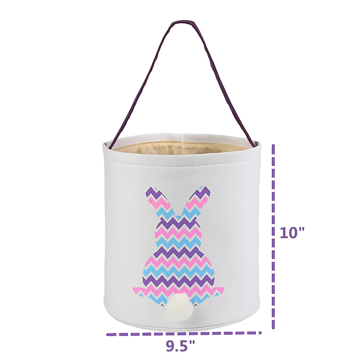 E-FirstFeeling Easter Basket Canvas Egg Hunt Easter Bunny Basket Candy Basket Rabbit Easter Bucket Bag for Easter Party (multicolor)