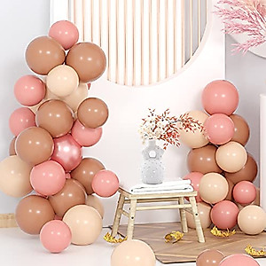 Boho Balloon Garland Kit 18/10/5 Inch Dusty Pink Nude Light Brown Rose Gold Balloons for Baby Shower Birthday Wedding Decorations Safari Party Supplies