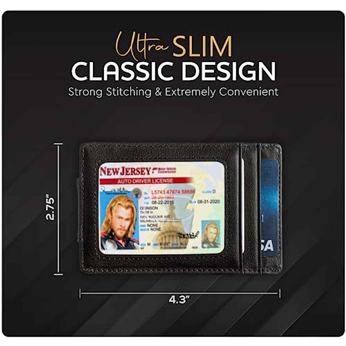 Money Clip Leather Wallet For Men Slim Front Pocket RFID Blocking with Super Strong Magnetic