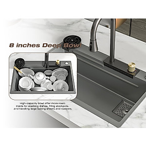 MEJE 30.75x17 Inch Black 11 Gauge 304 Stainless Steel Kitchen Sink, 60/40 Double Bowl Kitchen Sink, Nano Coating, Anthracite Black Color