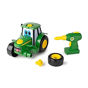 BUILD-A-BUDDY John Deere Tractor Toy and Toy Drill - Toddler STEM Take Apart Toys with 16 Individual Pieces and Kids Tools - Kids Building Toys Ages 3 Years and Up