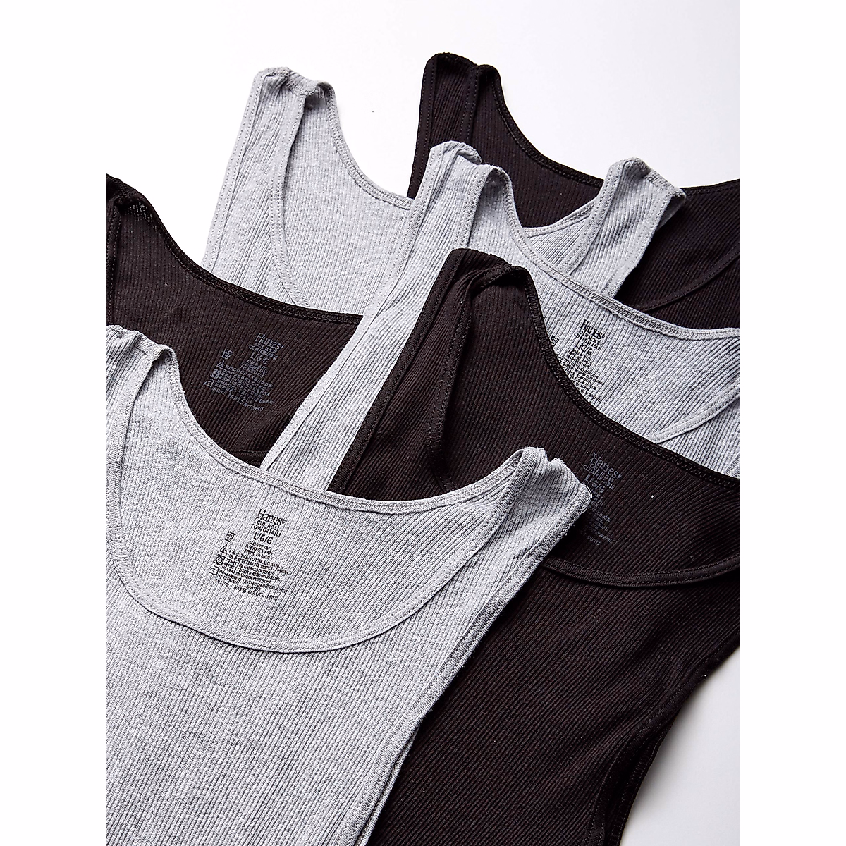 Hanes Ultimate Men's Dyed Tank Grey, Black/Gray, Medium