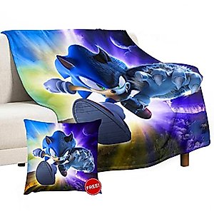Game Flannel Blanket with Short Plush Pillowcase, Lightweight Throw Blanket Portable Air Conditioning Blanket Cozy Soft Decor Cover for Bedding Sofa 40x50‘’