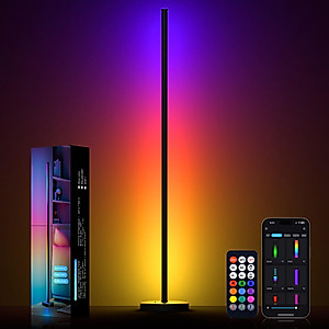 MIHEAL LED Floor Lamp, Corner Lamp RGB+ White Modern Smart Floor Lamps 16 Millions Color Changing DIY Mood Lamp for Living Room Bedroom Party with APP Remote Voice Control Compatible with Alexa