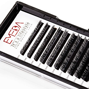 EMEDA Real Mink Eyelash Extensions Mink Lash Extension C Curl Mixed Tray 9-15mm Single Size Tray Soft Siberian Mink Individual Eye Lashes Strips Professional Set (C Curl 9-15mm)
