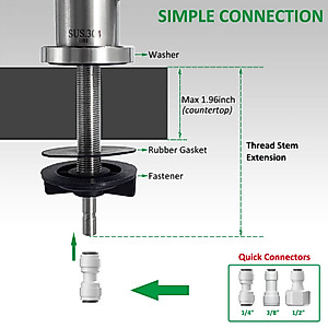 Drinking Water Faucet with Flexible Gooseneck, 360 Degree Rotatable Water Filter Faucet, Kitchen Bar Sink Faucet Lead-Free Cold Water Faucet - Brushed Finish Stainless Steel