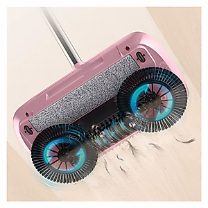 JUSTHENGGUANG Electric Brooms Smart Broom Robot Vacuum Cleaner Floor Home Kitchen Sweeper Mop Sweeping Machine Handle Household Mop For Cleaning Floors Cleaning utensils (Color : Pink within 6 pads)
