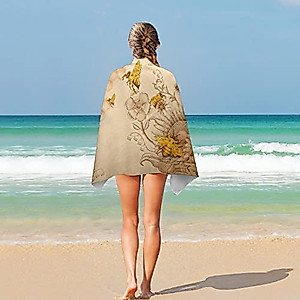 My Little Nest Bath Towels Soft Absorbent Bathroom Towel Honey Bees Wildflowers Retro Quick Dry Bath Towel Large Shower Towels Lightweight Hand Towels 31" x 51"