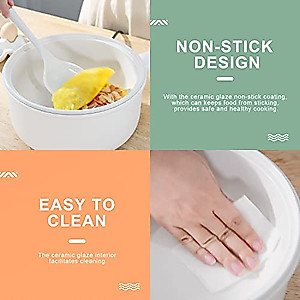 Pan Electric, Non-Stick Hot Pot Electric with Strainer, YOKEKON 2.64 Quart Large Cooking Pan for Omelet, Soup, Fondue, Pasta, Steak, Perfect for Dorm and Camping, Steamer, White