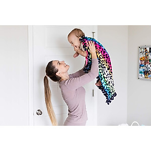 CandyJane Baby Blanket for Girls, Infant, Toddler, Rainbow Leopard Print, Super Soft Minky Fabric, 30 X 40 Inch (CJLBB1984)