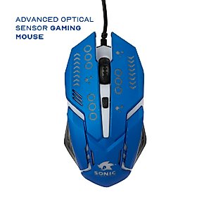 Sonic the Hedgehog 3 in 1 Gaming Set with LED Backlit Keyboard and Mouse, Cushioned Gaming Headset with Microphone. Perfect for Long Gaming Sessions, Comfort Grip, Ergonomic Mouse, Mechanical Keyboard