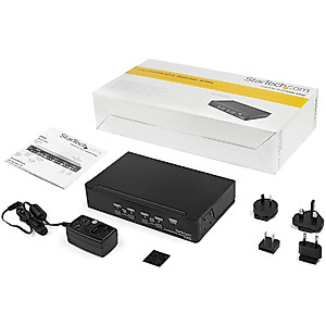 StarTech.com 4 Port DisplayPort KVM Switch - 4K 60Hz - Single Display - Dual Port UHD DP 1.2 USB KVM Switch with Integrated USB 2.0 Hub & Audio - Dell, HP, Apple, Lenovo - TAA Compliant (SV431DPUA2)