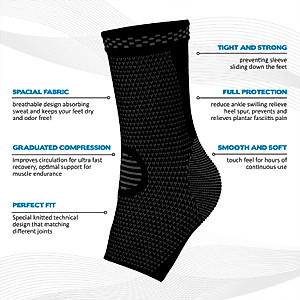 HaveDream Ankle Brace Compression Support Sleeve (2Pairs) for Injury Recovery, Joint Pain and More. Plantar Fasciitis Foot Socks with Arch Support, Eases Swelling, Heel Spurs, Achilles Tendon (S)
