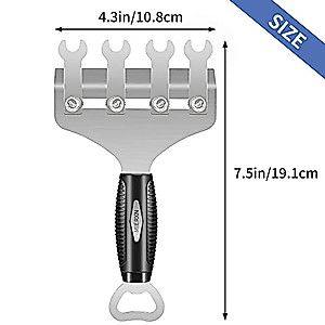 MIERXN Stainless Steel BBQ Grille Scraper- Can Clean 4 Round or V Shape Grille at The Same Time-4.3-inch Flat-Top Tray Cleaning Scraper-The Perfect Barbecue Cleaning Tool.