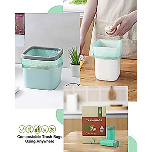 1.2 Gallon Trash Can Liners,125 Counts Drawstring Mini Trash Bags, Strong Small Compostable Trash Bags Small Bathroom Trash Bags for Home Kitchen Office Fit 4.5-5 Liter Trash Can,1-1.5 Gallon (Green)