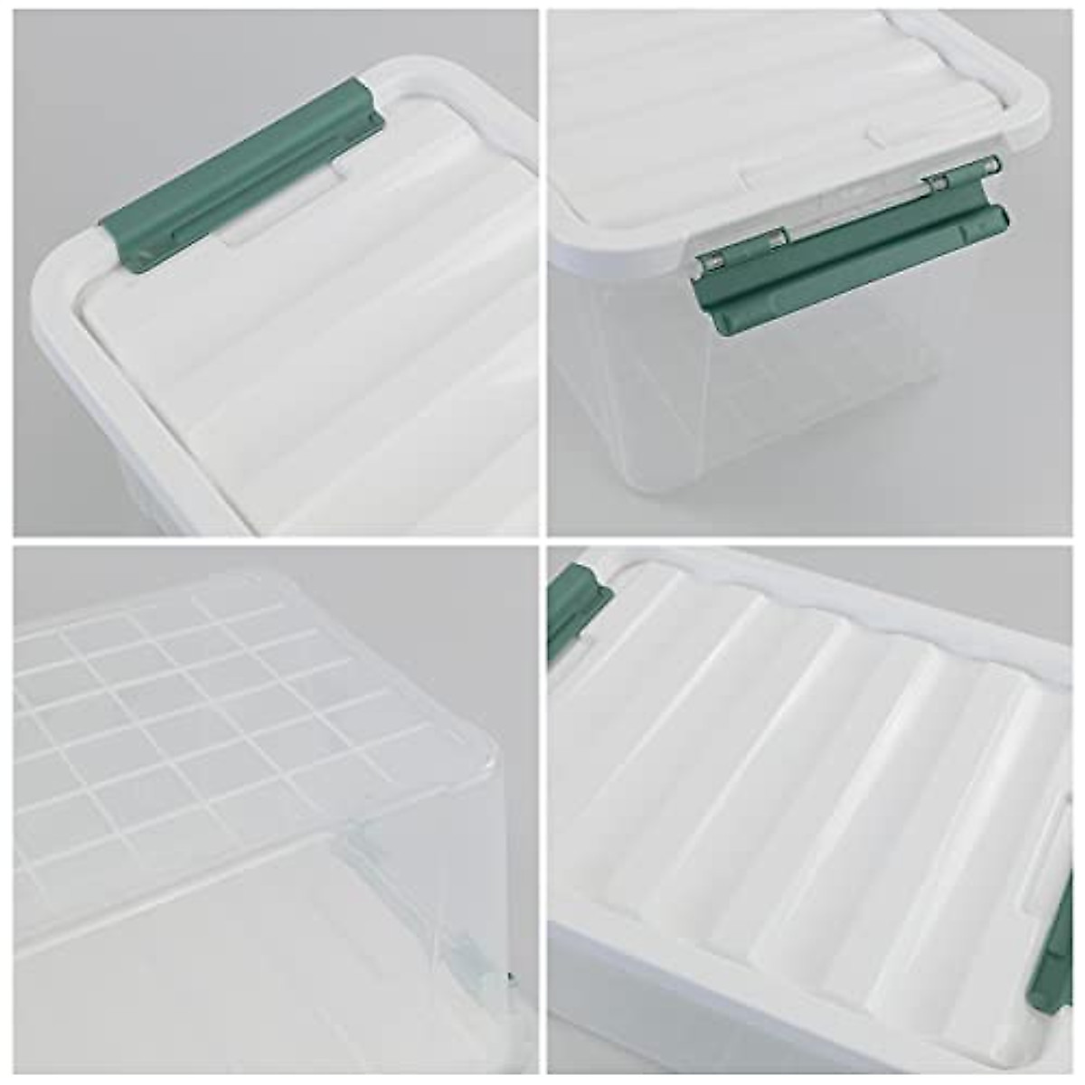 Ucake 25 Quart Plastic Storage Bins with Lids, Clear Plastic Latching Bins, Pack of 4