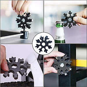 18-in-1 Snowflake Multi-tool with Wallet Multi Tool Credit Card Stainless Steel Bottle Opener, Box Cutter, Phillips Screwdriver, Allen Wrench, Credit Card Multi Toll Gift Set, Survival Gear (black)