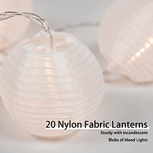 gresonic Lantern String Lights 20 LEDs 15 Feet,Waterproof Indoor Outdoor Nylon Hanging Lights Plug in for Wedding Decorations Patio Porch Window Decor(Warm White)