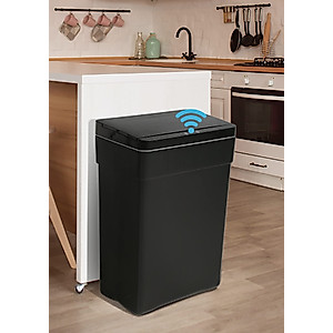 13 Gallon Trash Can, Touchless Automatic Garbage Can with Lid,50 Liter Rectangular High-Capacity Infrared Motion Sensor Trash Can for Kitchen Bathroom Bedroom Home Office, Kitchen Trash Can