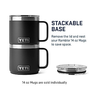 YETI Rambler 14 oz Stackable Mug, Vacuum Insulated, Stainless Steel with MagSlider Lid, Black