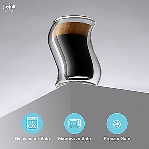 JoyJolt Pivot Espresso Shot Glass – Set of 2 oz Espresso Cups with Unique Design – Double Walled Thermo Espresso Glasses for Home or Professional Bar Use– Set of 2 Thermal Glassware for Morning Coffee