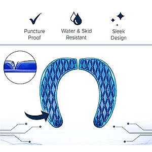 Morvat Washable Gel Toilet Seat Cover, Padded Riser Cushion for Toilets & Commode Chair, Maximum Pain Relief Comfort & Support, Adhesive Raised Donut Pad for Elderly & Handicapped, Blue