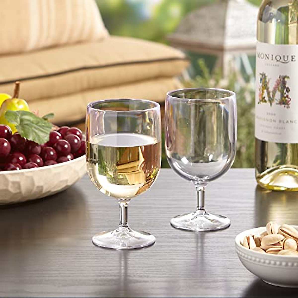 US Acrylic Stackable 8 ounce Plastic Wine Stems in Clear | Set of 8 Reusable, BPA-free, Made in the USA, Top-rack Dishwasher Safe