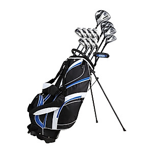 Precise S7 Men’s Right Handed Complete Golf Club Set Regular, Include 460cc Driver, 3 Wood, 5 Wood, 24* Hybrid, 5-9 PW Irons, Sand Wedge, Putter, Deluxe Stand Bag & 4 Headcovers | Black/Blue