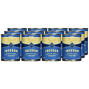 Blue Buffalo Freedom Grain Free Natural Adult Wet Dog Food, Chicken 12.5oz cans (Pack of 12)