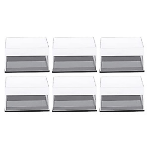Cabilock 6pcs Transparent Plastic Boxes Natural Rough Mineral Specimen Display Cases Countertop Boxes Cube Transparent Display Boxes Pop Figures Display Collectibles Mineral Specimen