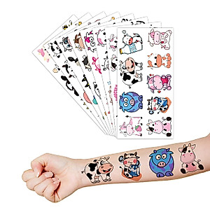 Cow Temporary Tattoos for Kids, Cow Birthday Party Decorations Supplies Party Favors Supper Cute 8 Sheet 68Pcs Strawberry Cow Tattoo Sticker Style Milk Gift Ideals for Boys Girls Schools Prizes Themed
