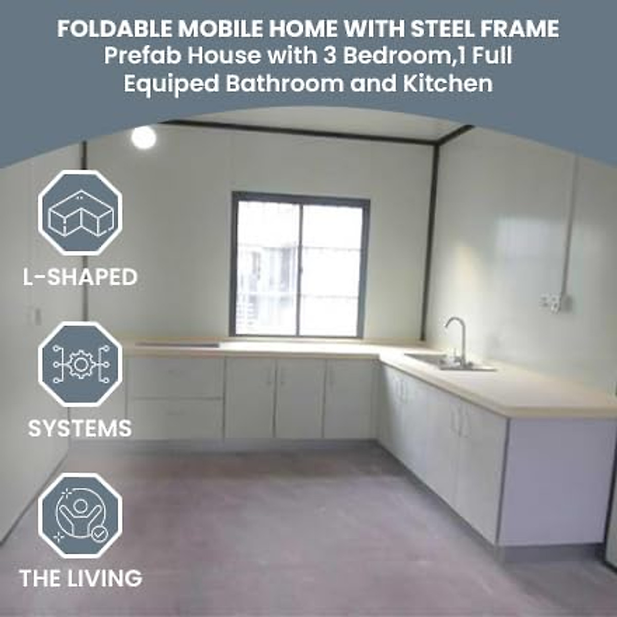 _20ft Expandable Container House | Prefab Expandable Foldable Homes | Portable Prefabricated 2 Bedroom, 1 Bath Living & Kitchen | Modular Steel Frame Home | Insulated and Easy Assembly [RED]