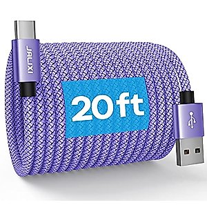 JALIXI Purple USB A to USB C Cable [ 20ft Extra Long Type C Charger Cable Braided Charging Cord Compatible with Switch/PS5 Controller/Samsung Galaxy Note/Moto/LG/Pixel & Other USB-C Device