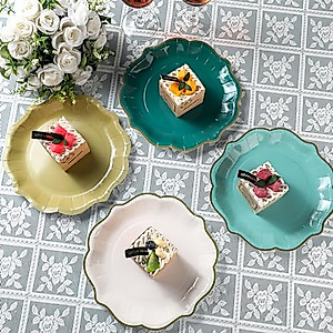 Suttmin 180 Pcs Pastel Paper Plates Gold Foil Scalloped Edging Disposable Paper Plates 9 Inch Dessert Plates Pastel Colors Dinner Plates for Wedding Birthday Baby Shower Bridal Shower (Green Series)