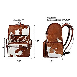 III-Fashions Cowhide Hair Print Diaper Backpack Rucksack/Knapsack Travel Shoulder Bag Brown & White (Backpack)