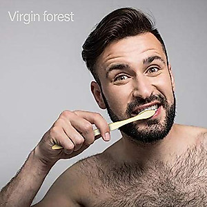 Virgin Forest 10 Pcs Soft Bristles Bamboo Toothbrush, Biodegradable Natural Bamboo Charcoal Toothbrushes, Eco Friendly Color Bristle Wood Tooth Brushes