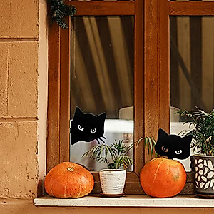 Halloween Black Cat Decorations Peeping Animal Metal Art Halloween Home Decor Outdoor Ornaments Cat Courtyard Lawn Gift Ideal for Cat Lovers Gift Animal Silhouette Set of 2