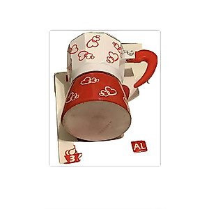 Italmax Heart Pattern Red and White Stove Top 6 Cup Espresso Coffee Maker